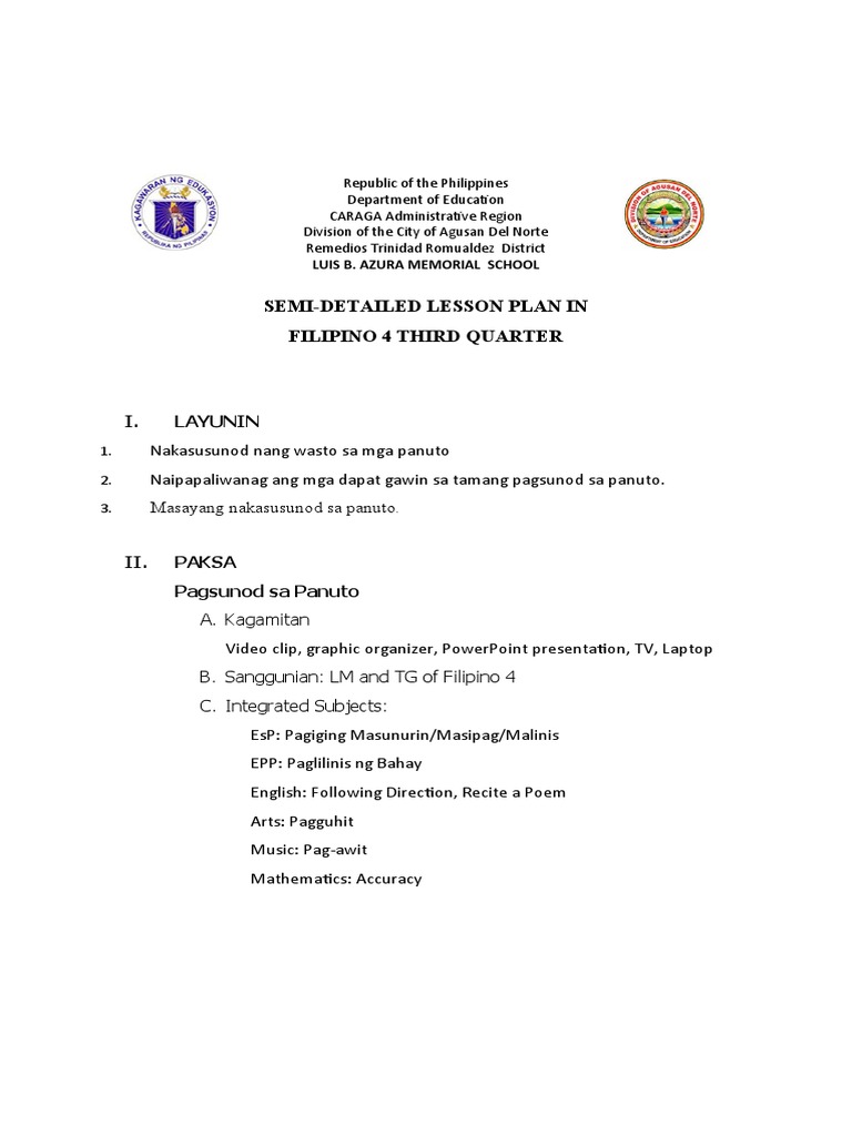 Grade 4 Cot DLP q4 Filipino by Teacher Naomi | PDF