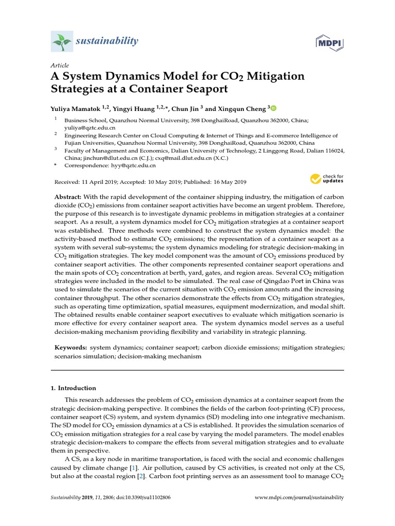 A System Dynamics Model For CO Mitigation Strategies at A Container ...