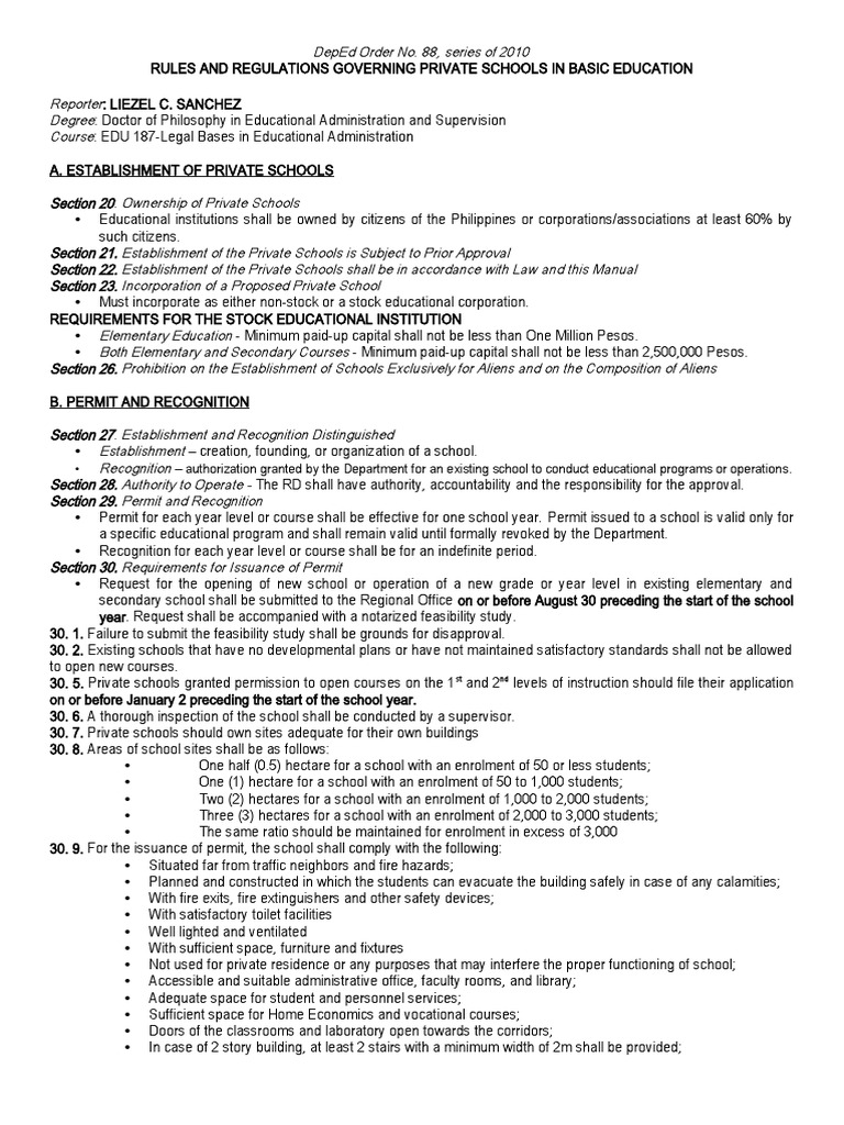 Authorization Granted by The Department For An Existing School To ...