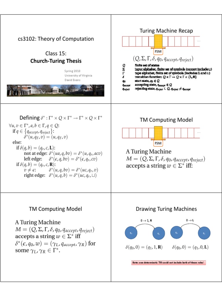 Church-Turing Thesis: cs3102: Theory of Computation Class 15: Turing Machine Recap | Download ...