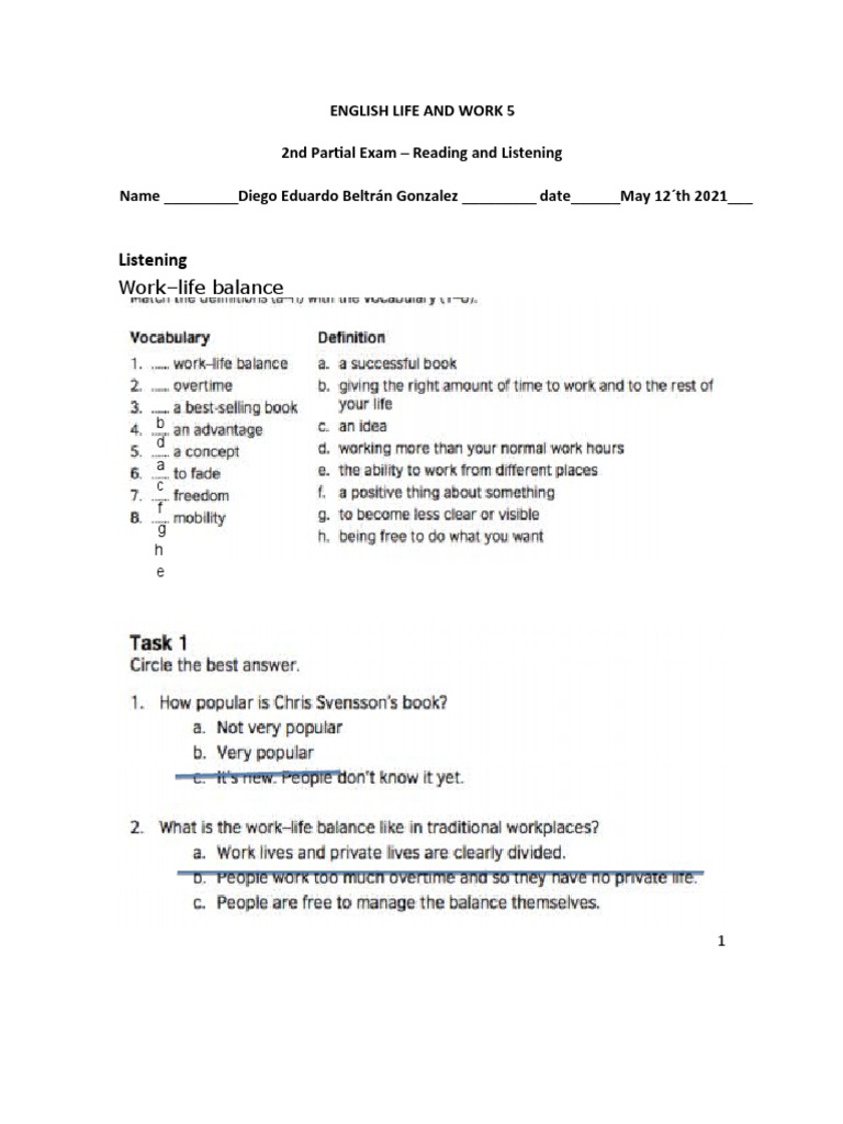 Exam 2p English Life and Work 5 | PDF | Career & Growth | Sports ...
