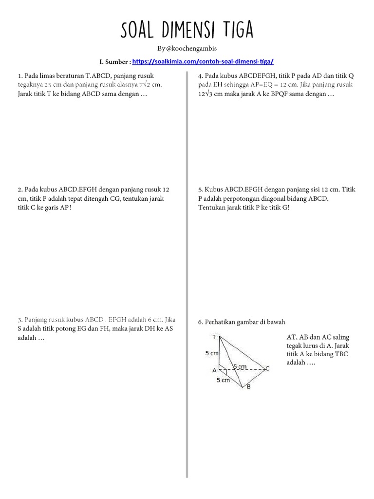 Soal Dimensi Tiga | PDF