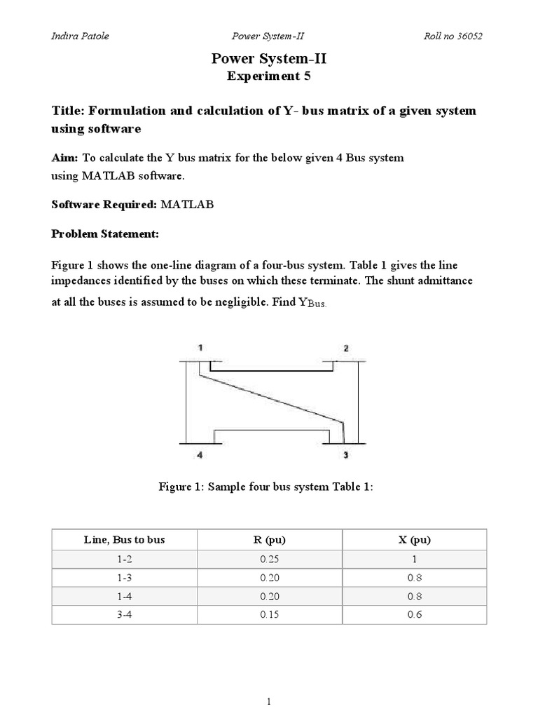 Formulation and Calculation of Y-Bus Matrix Using MATLAB | PDF | High Voltage Direct Current ...
