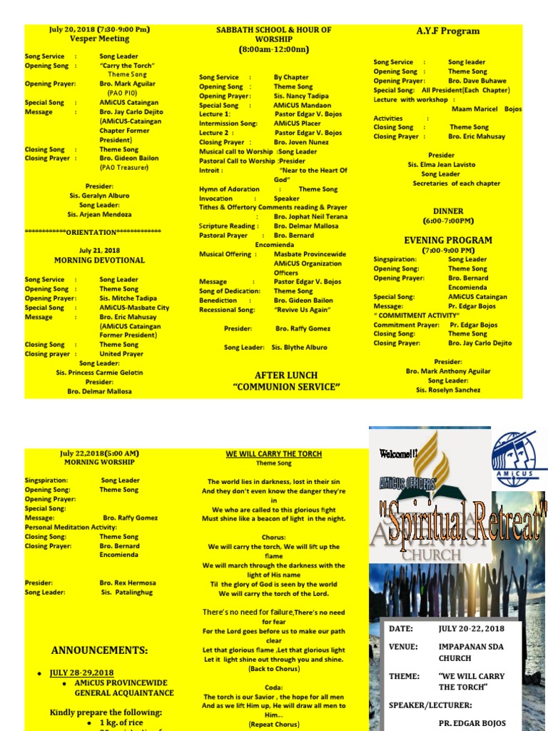 Church Spiritual Retreat Program 2018 | PDF | Religious Behaviour And ...
