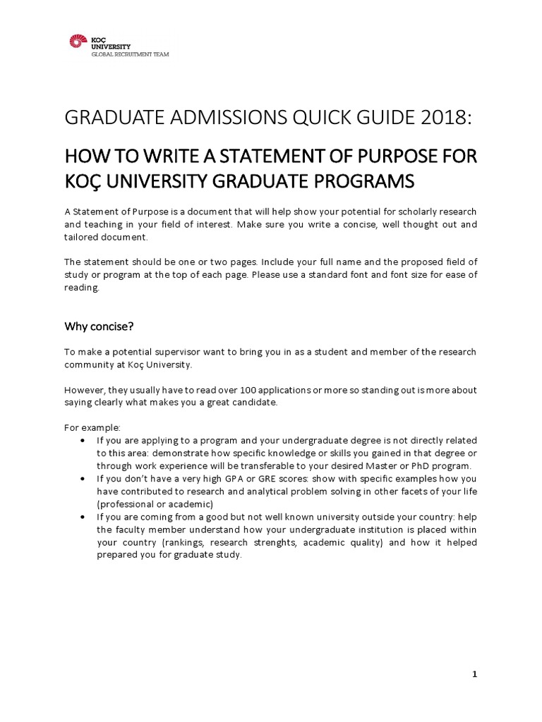 Quick Guide How To Write A Statement of Purpose | PDF | Doctor Of ...