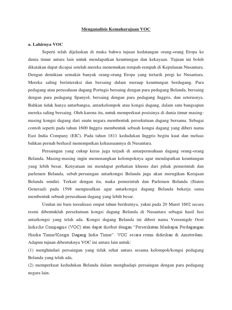 Menganalisis Kemaharajaan VOC | PDF