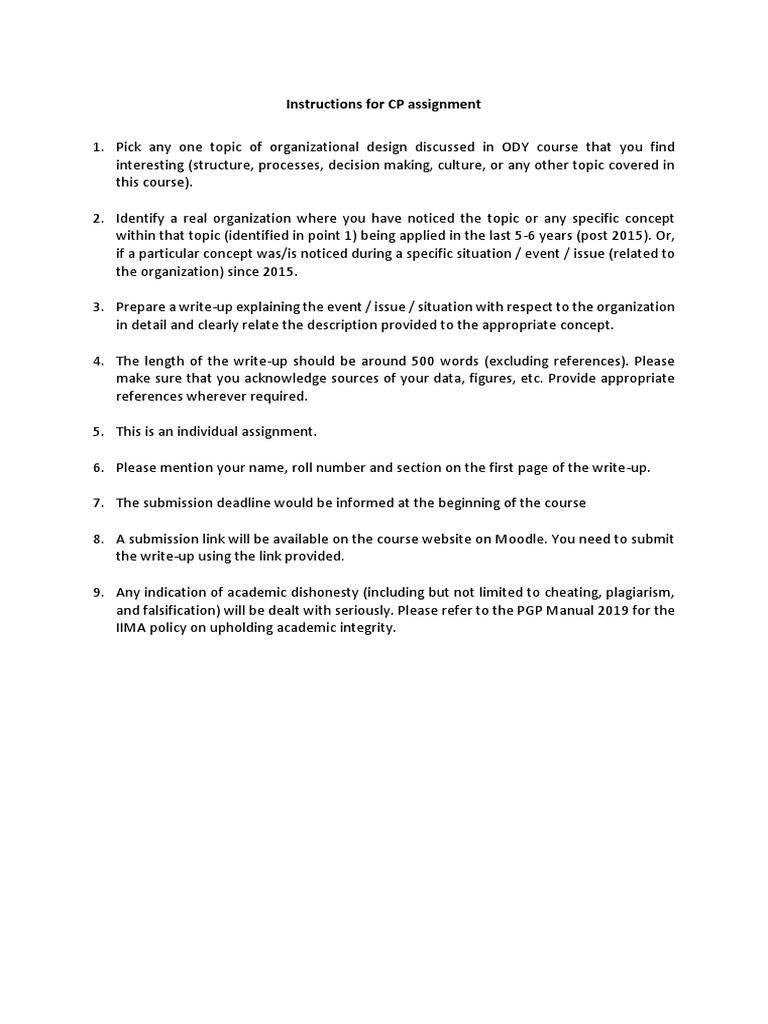 Instructions For CP Assignment | PDF