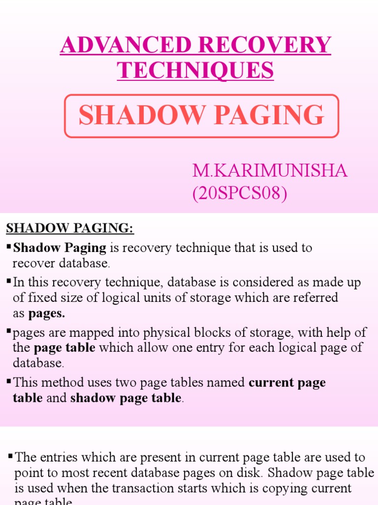 Advanced Recovery Techniques | PDF | Database Transaction | Databases