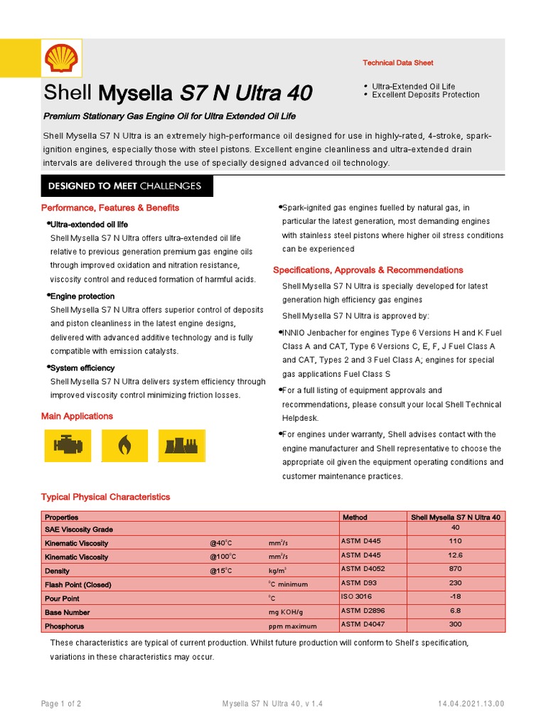 Shell Mysella S7 N Ultra 40 | PDF | Motor Oil | Engines