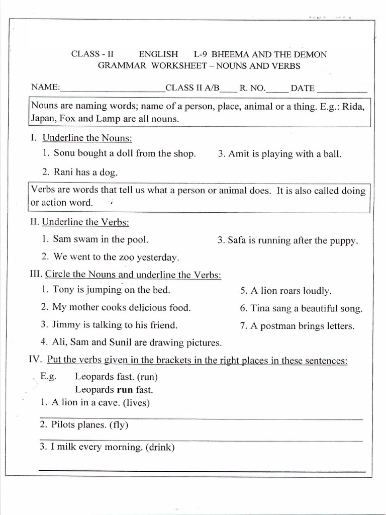 CBSE Class 2 English Practice Worksheets | PDF