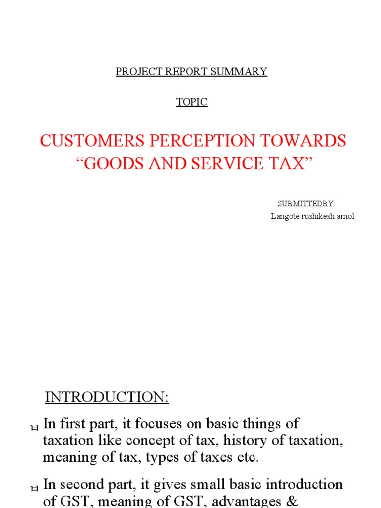 GST Project Report Summary | PDF | Taxes | Cognition