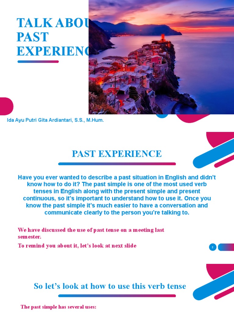 Describing Past Experiences in English | PDF | Verb | Linguistics