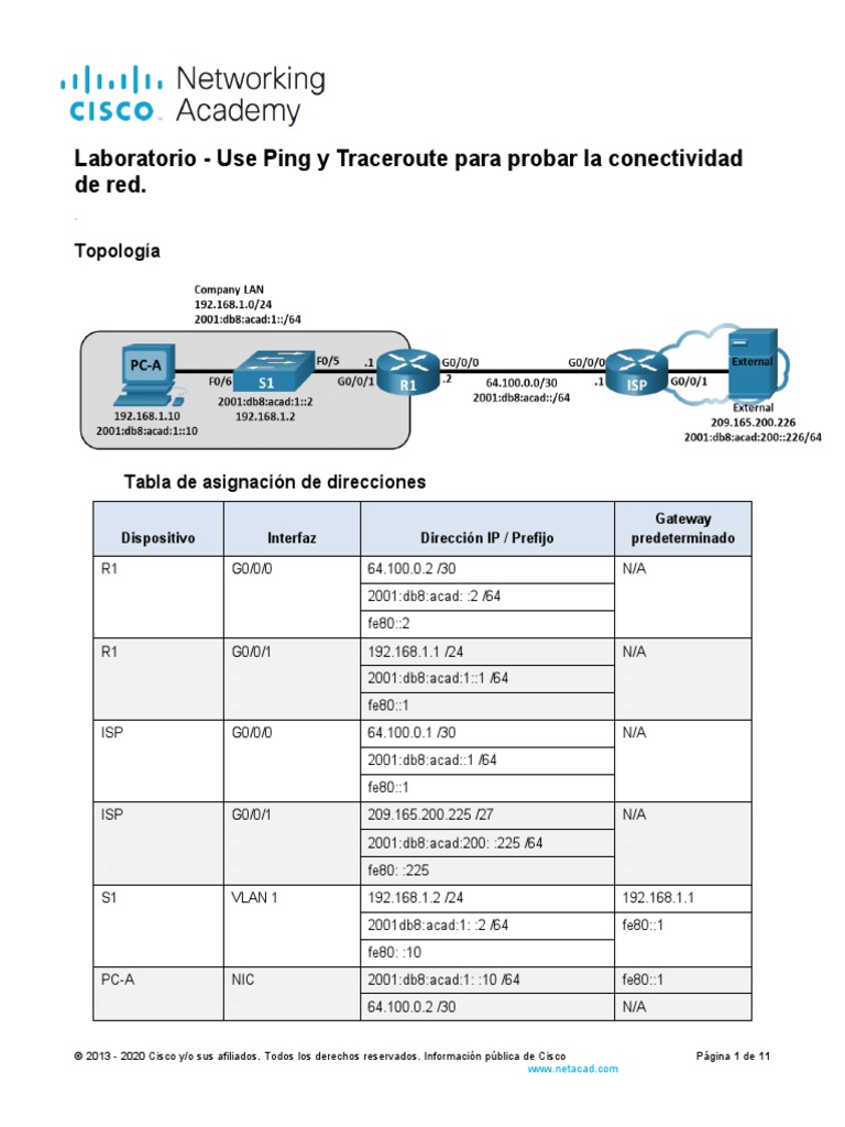 13.3.2 Lab - Use Ping and Traceroute To Test Network Connectivity | PDF ...