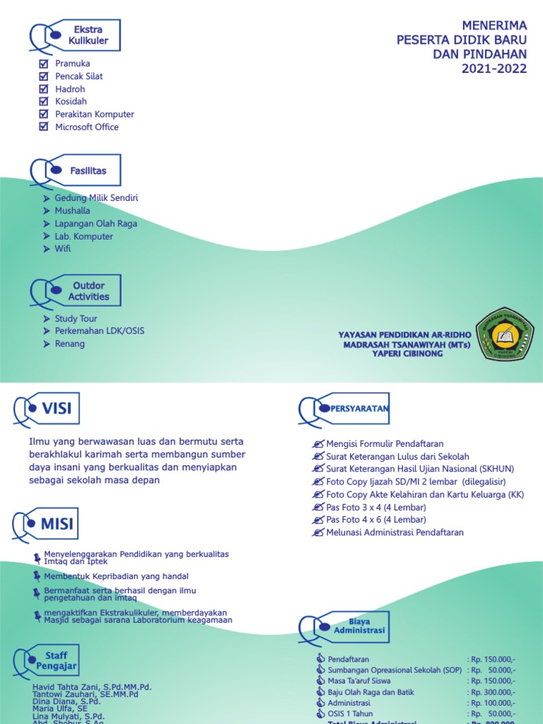 Pendaftaran Peserta Didik MTs Ar-Ridho | PDF
