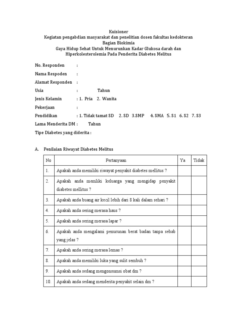 Kuisioner DM 2021 | PDF
