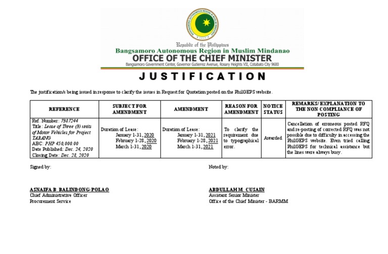 Appendix 19.1 - Certificate of Emergency Purchase (For Supplies ...