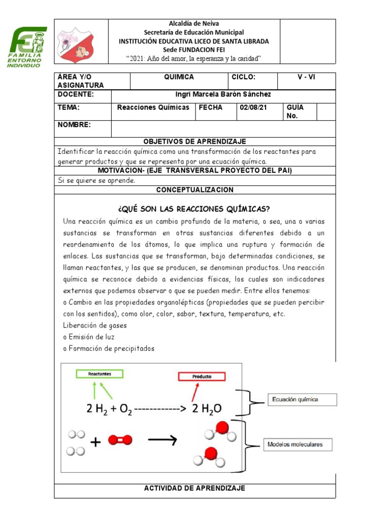 Quimica Ciclo VI | PDF | Química | Reacciones químicas