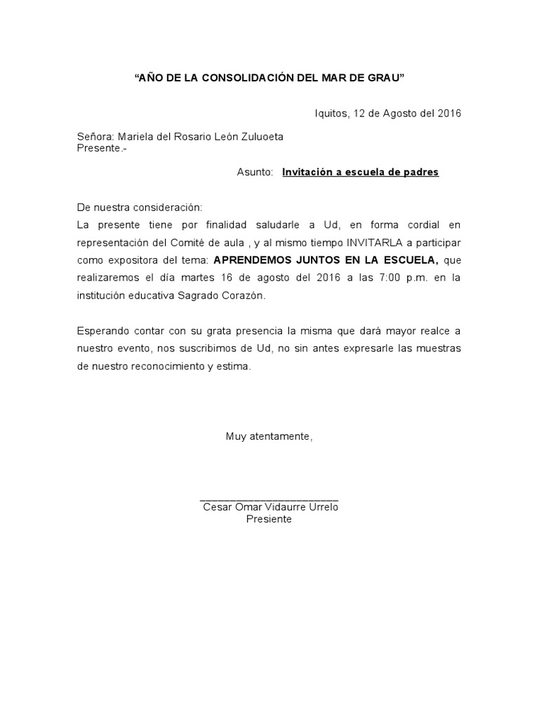 Carta de Invitación | PDF