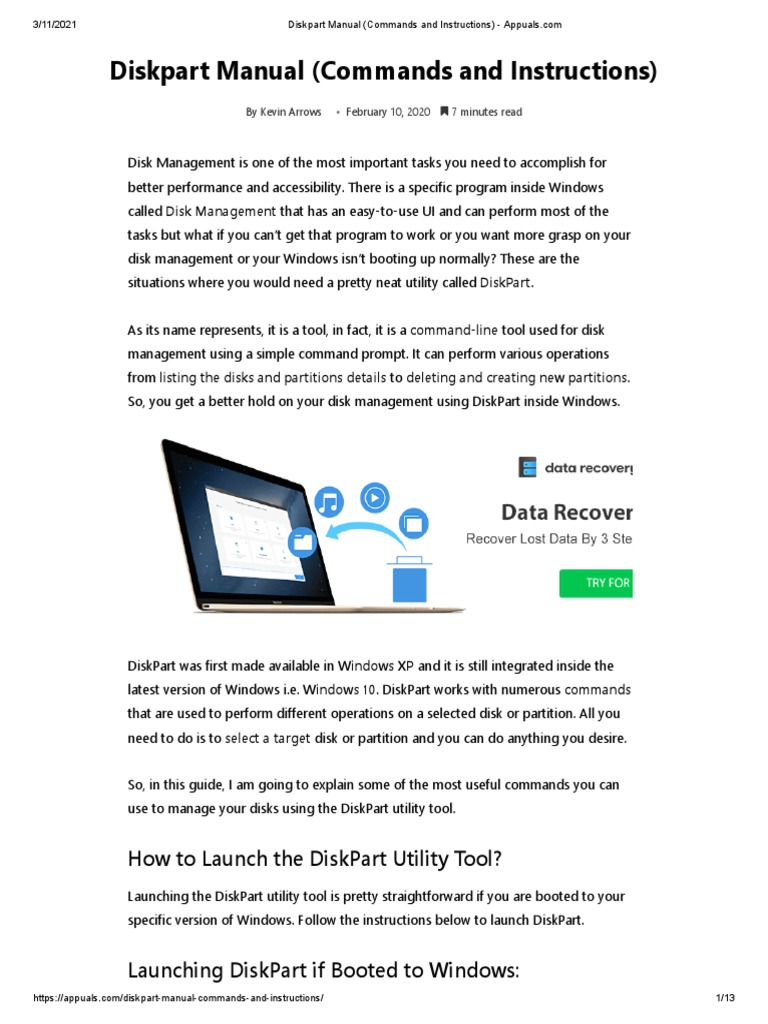 DiskPart Guide for Windows Users | PDF | Command Line Interface | Booting