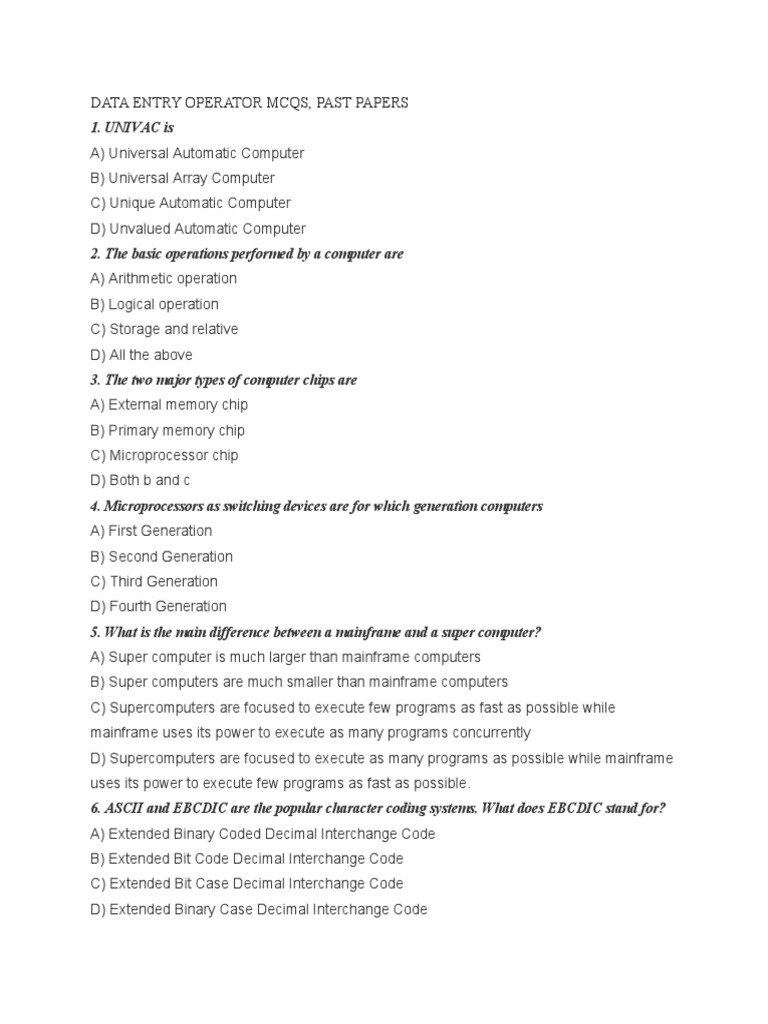 Data Entry Operator PPSC | PDF | Computer Data Storage | Central ...
