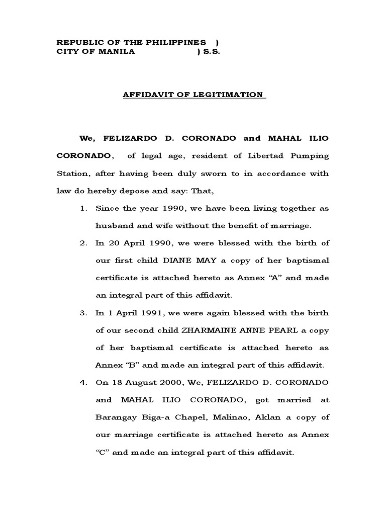 Affidavit of Legitimation | PDF | Law