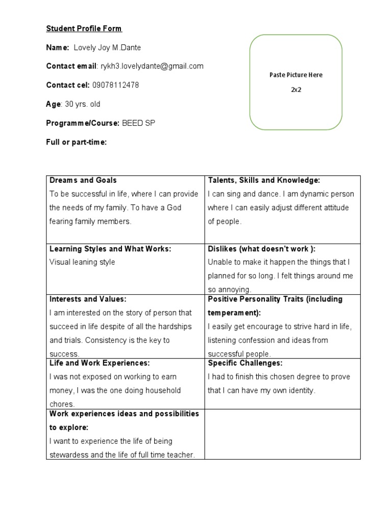 Student Profile Form | PDF