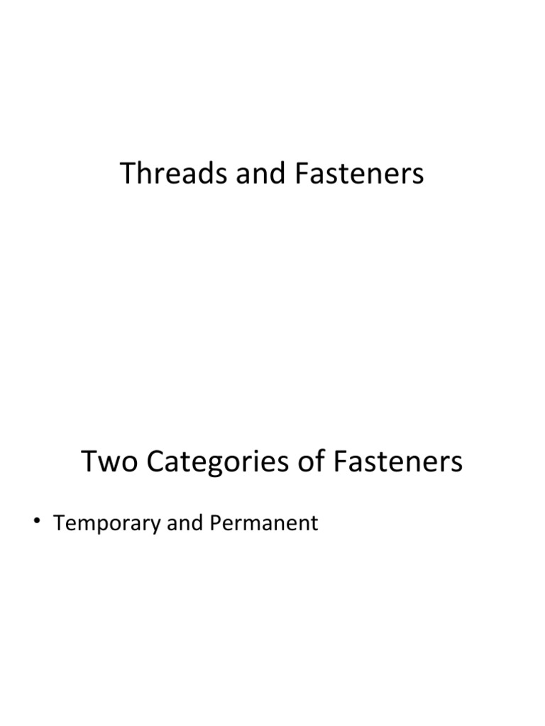 Threads Fasteners | PDF | Screw | Metalworking