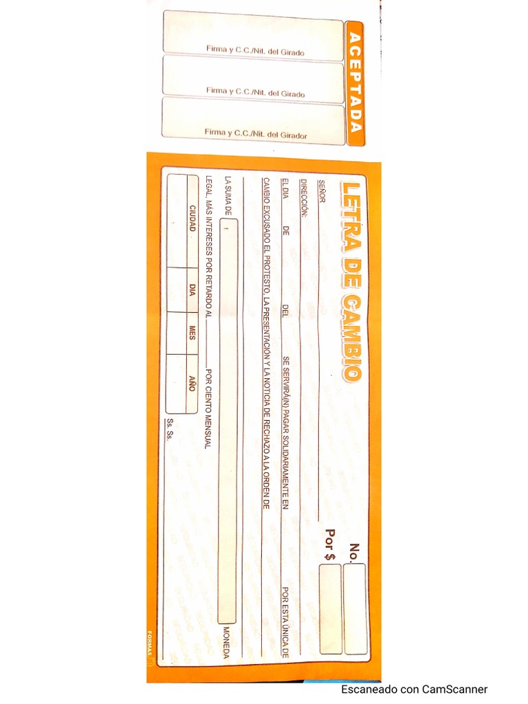 Formato de Letra de Cambio 1 | PDF