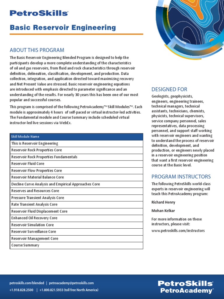 Basic Reservoir Engineering: About This Program | PDF | Petroleum ...