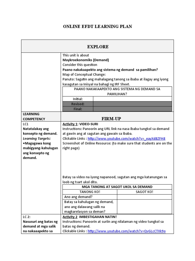 Online Efdt Learning Plan | PDF
