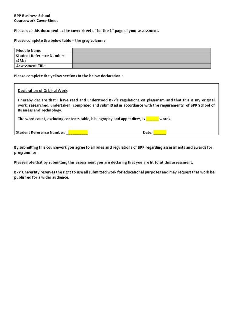Assessment Cover Page | PDF
