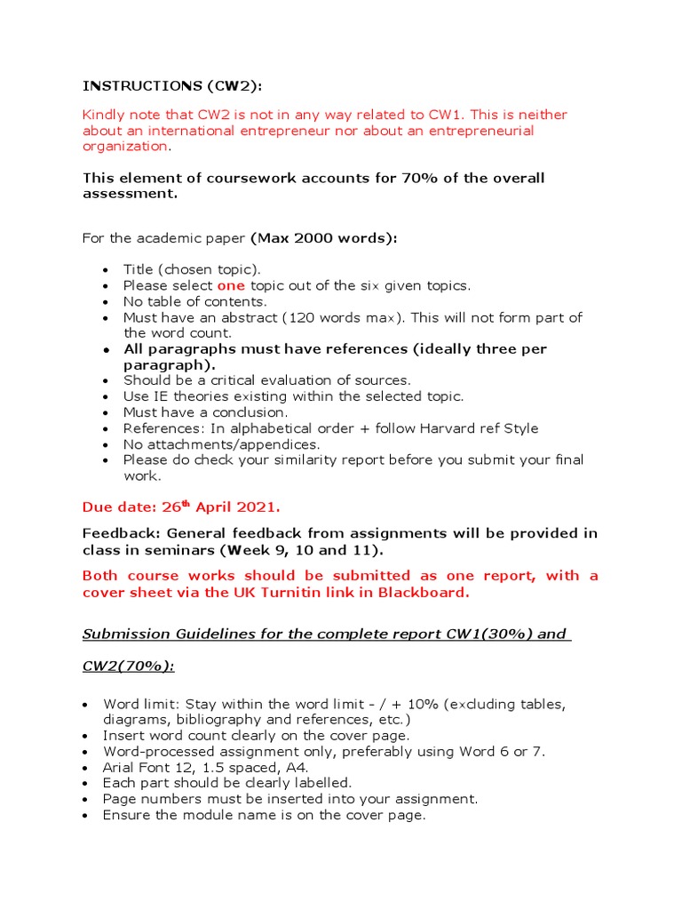 Instructions For CW2 | PDF