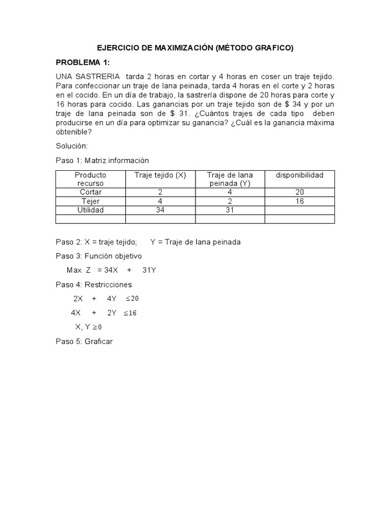 Ejercicio de Maximización | PDF