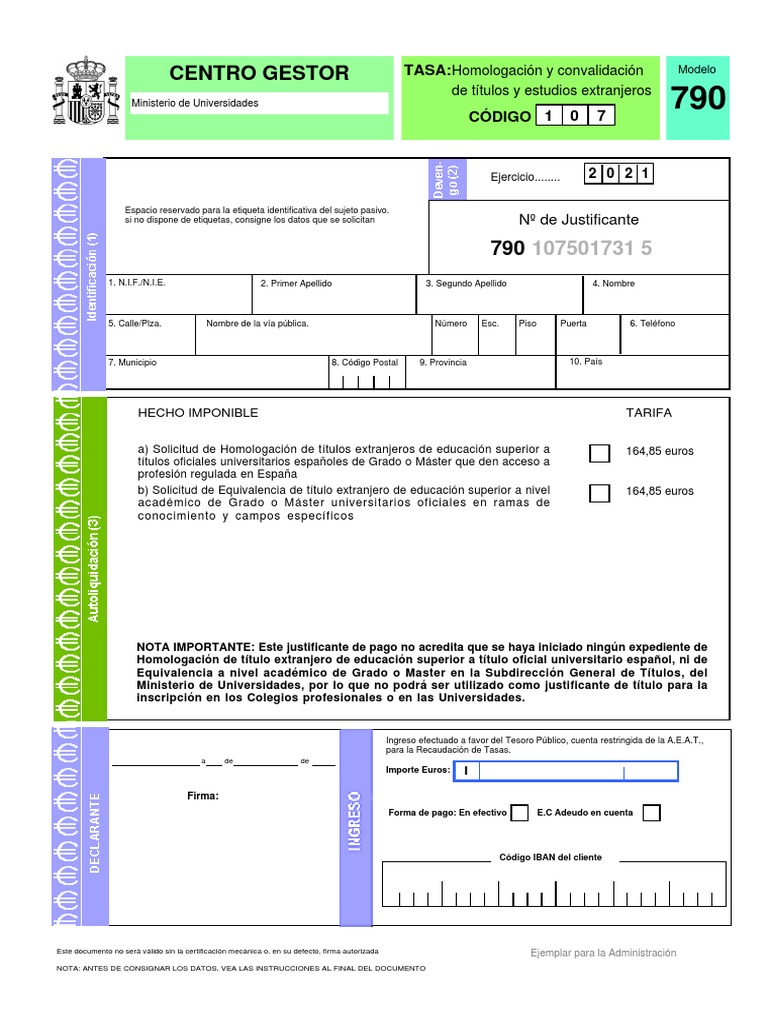 Tasa Modelo 790 | PDF | Educación más alta | Licenciatura