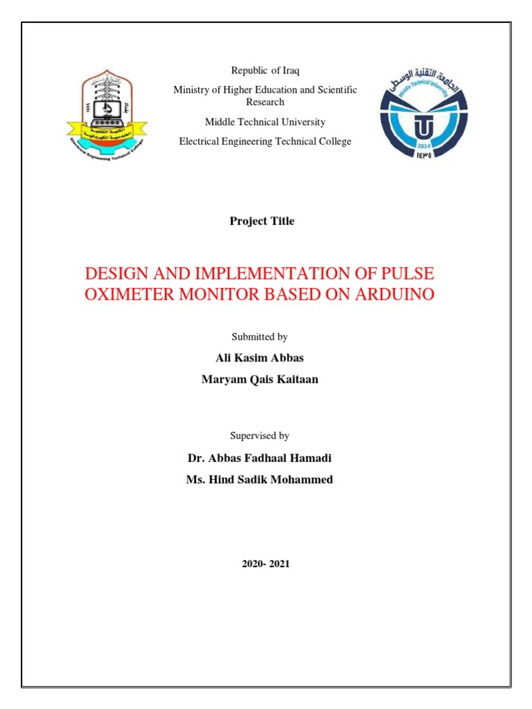 Design and Implementation of Pulse Oximeter Monitor Based On Arduino | PDF