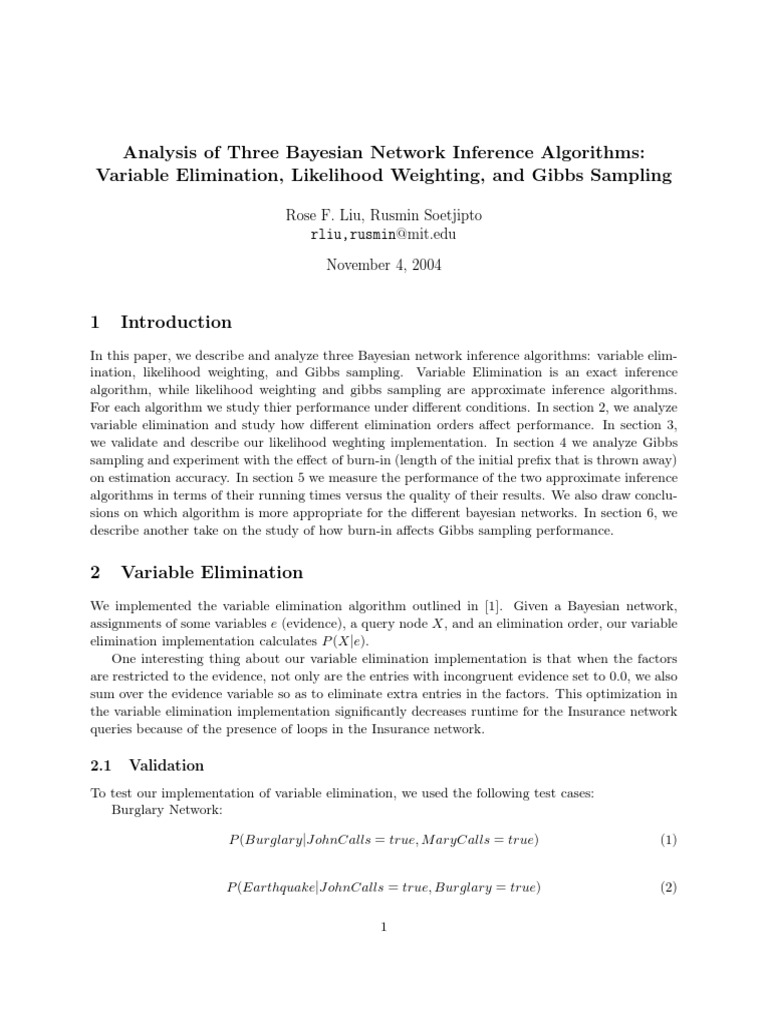 3 Bayesian Network Inference Algorithm | PDF | Bayesian Network | Statistical Inference