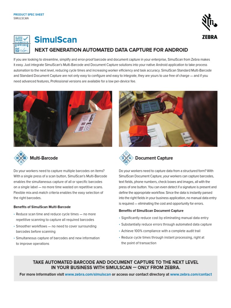 Simulscan: Next Generation Automated Data Capture For Android | PDF | Barcode | Automation