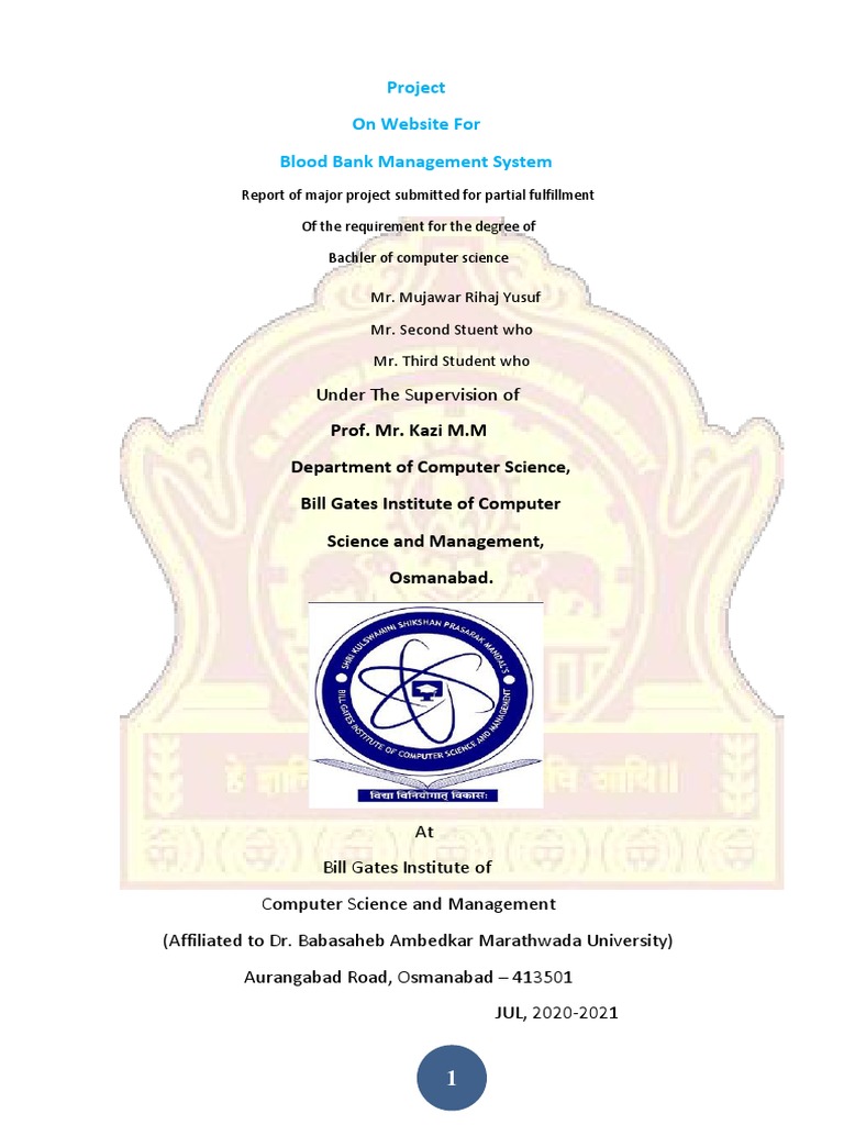 Blood Bank Management System Project Report | PDF | Html Element | Html