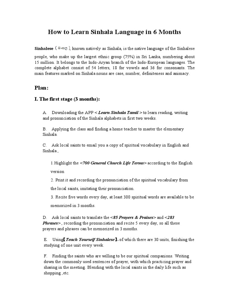 Learn Sinhala Language in 6 Months | PDF | Linguistics | Communication
