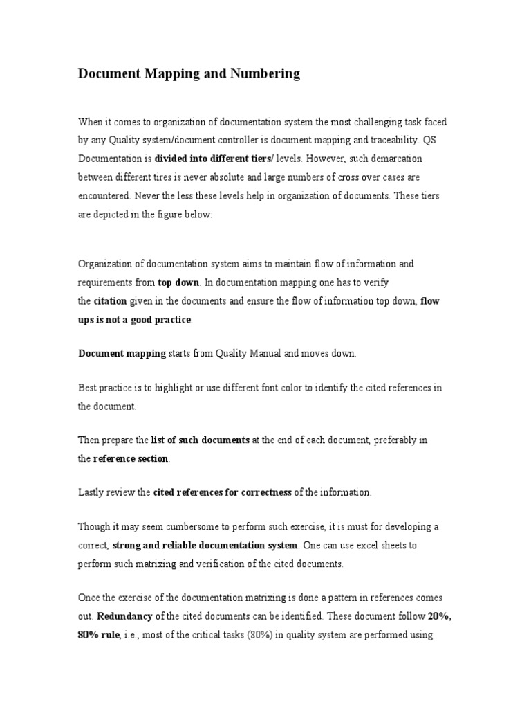 Document Mapping and Numbering: Ups Is Not A Good Practice. Document Mapping Starts From Quality ...