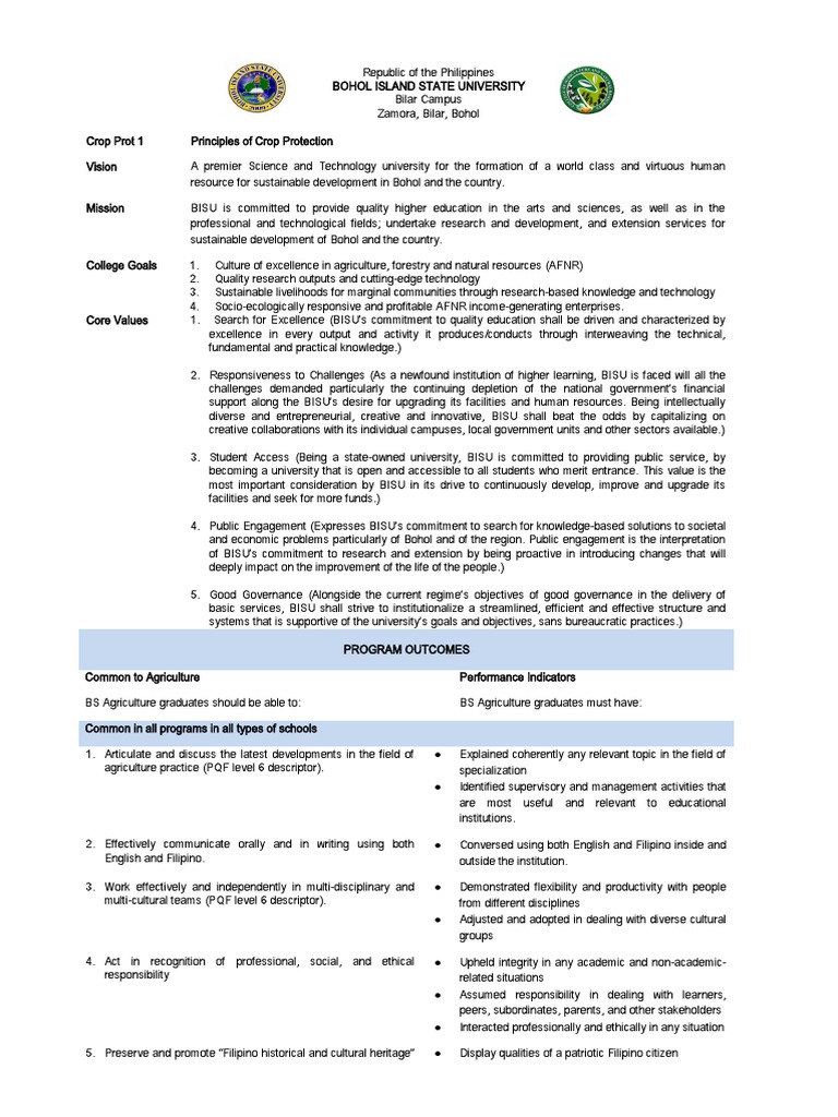 Crop Protection 1 Syllabus | PDF | Pest (Organism) | Plant Pathology