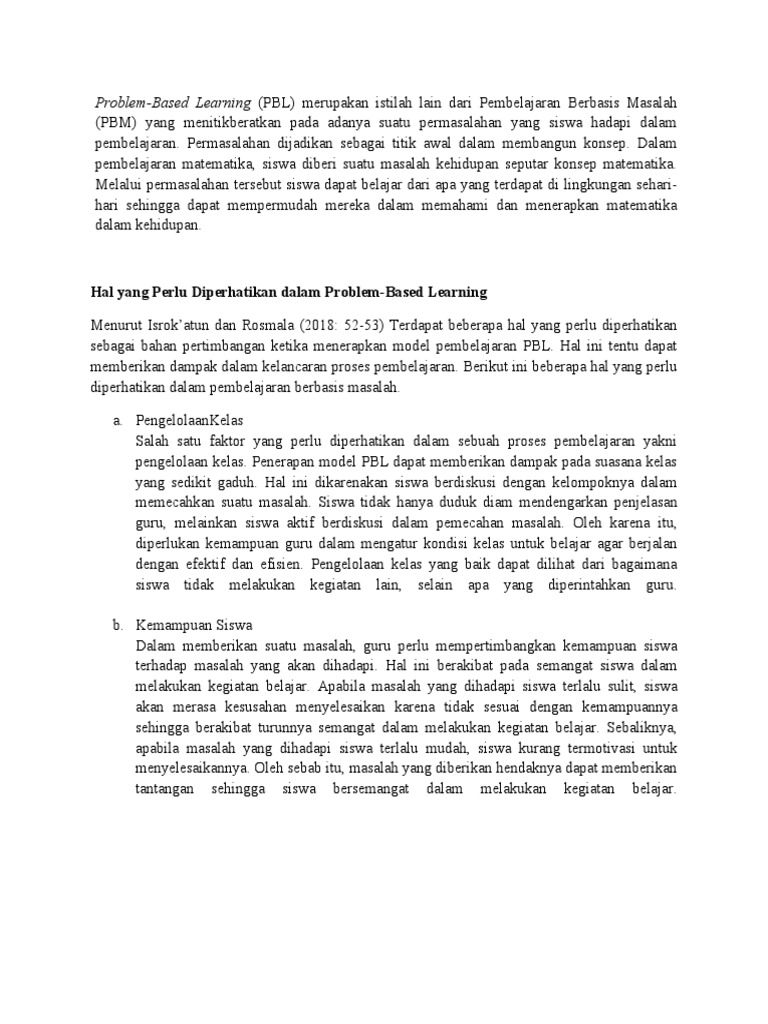 Panduan Penerapan Problem-Based Learning | PDF