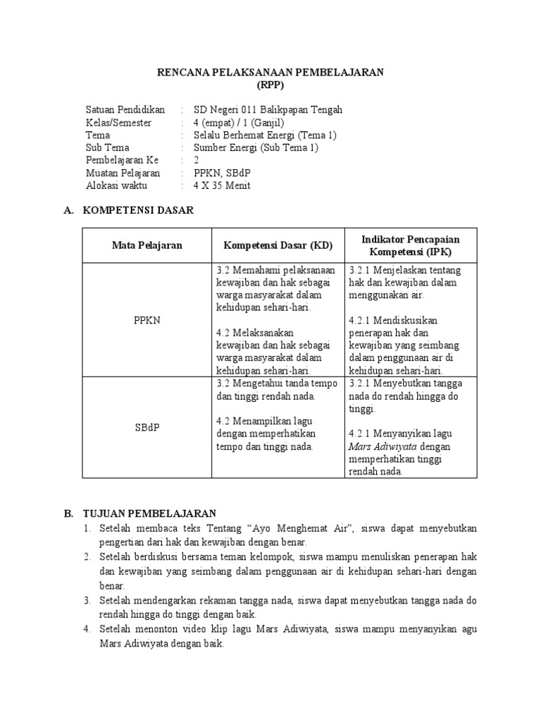 Contoh RPP Adiwiyata | PDF
