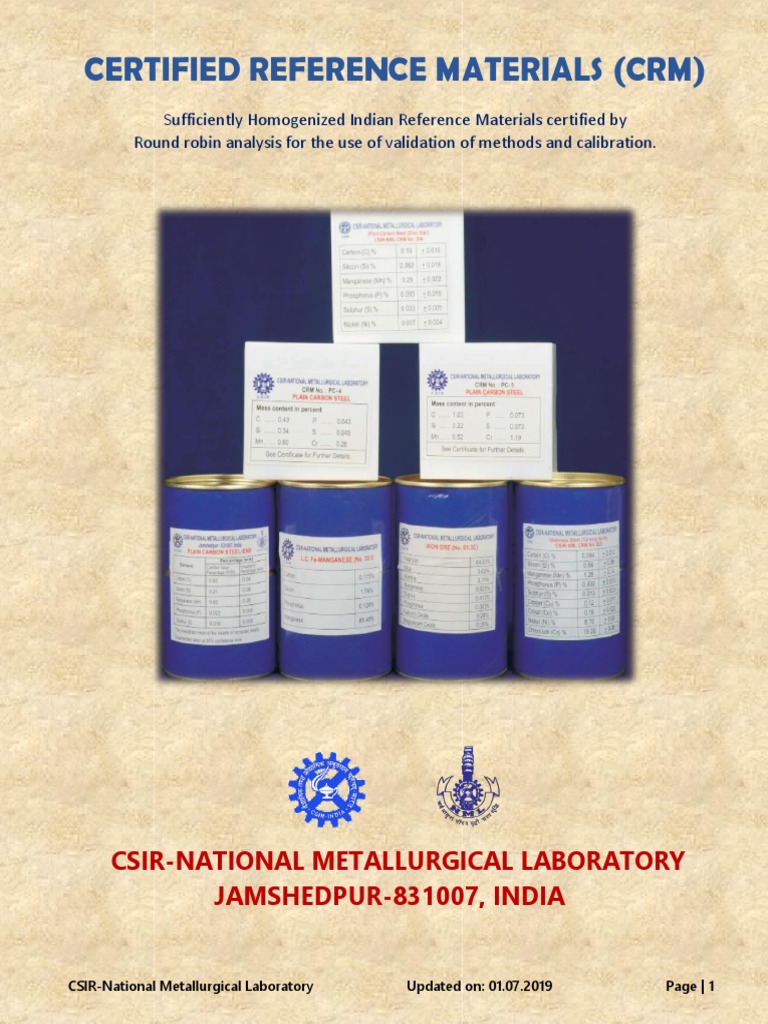 Certified Reference Materials (CRM) : Csir-National Metallurgical ...