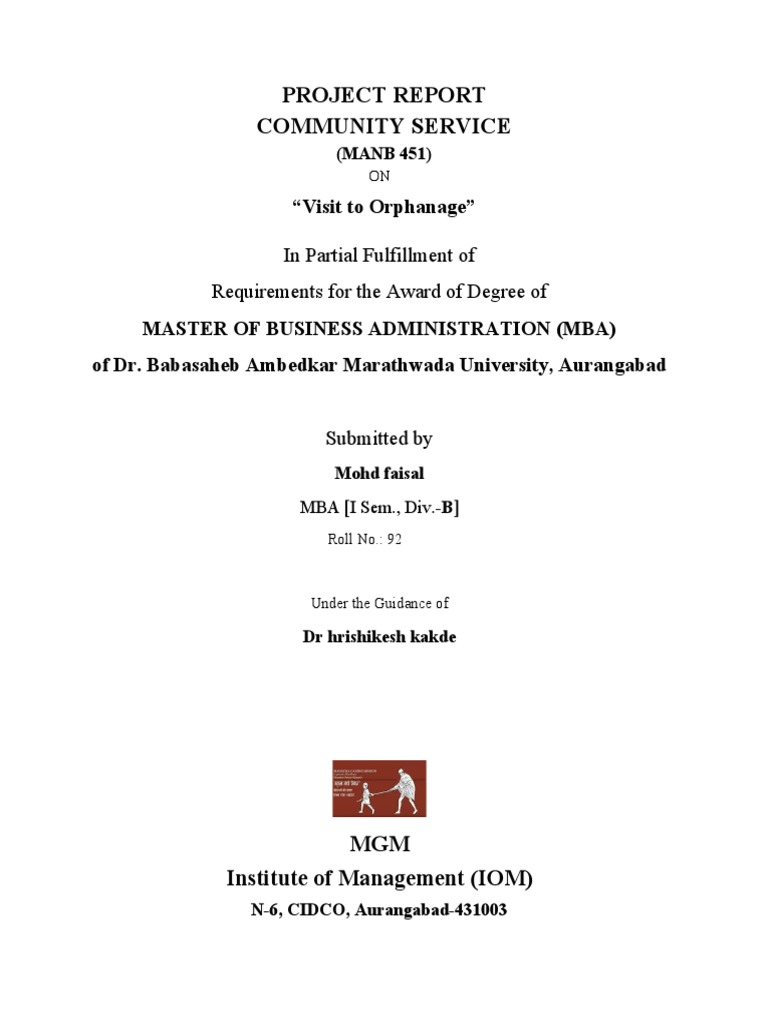 Project Report Community Service: "Visit To Orphanage" | PDF | Cognition