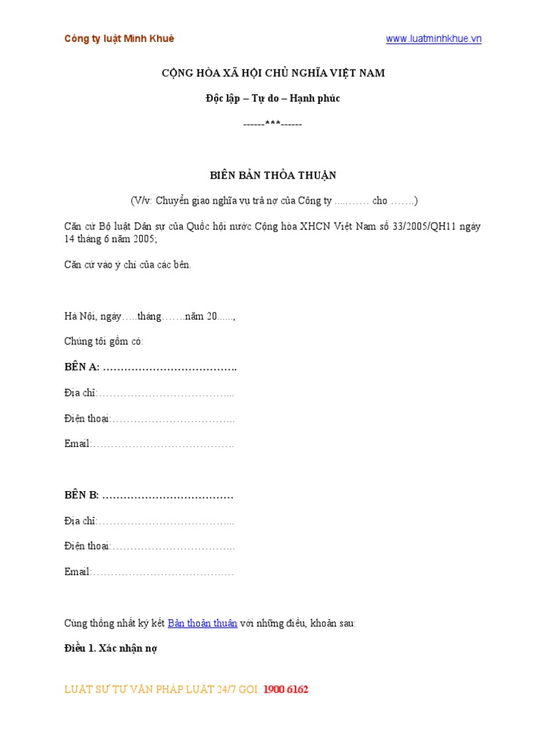 Mau Bien Ban Thoa Thuan | PDF