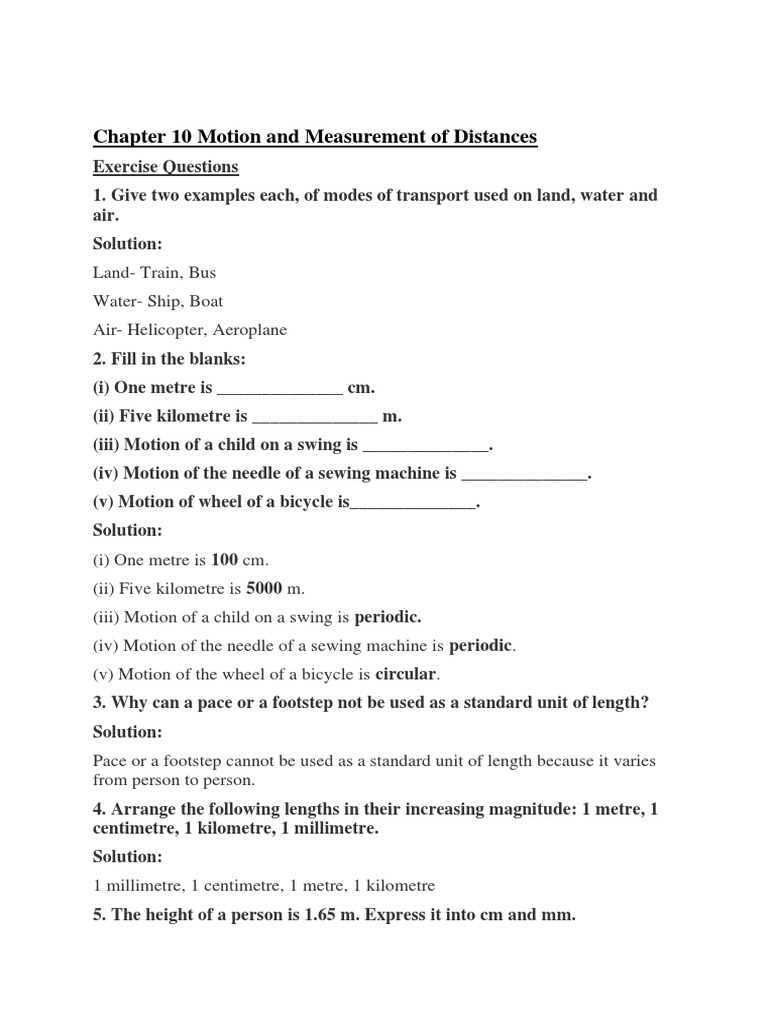 ch.10 Motion and Measurement of Distances | PDF | Length | Metre