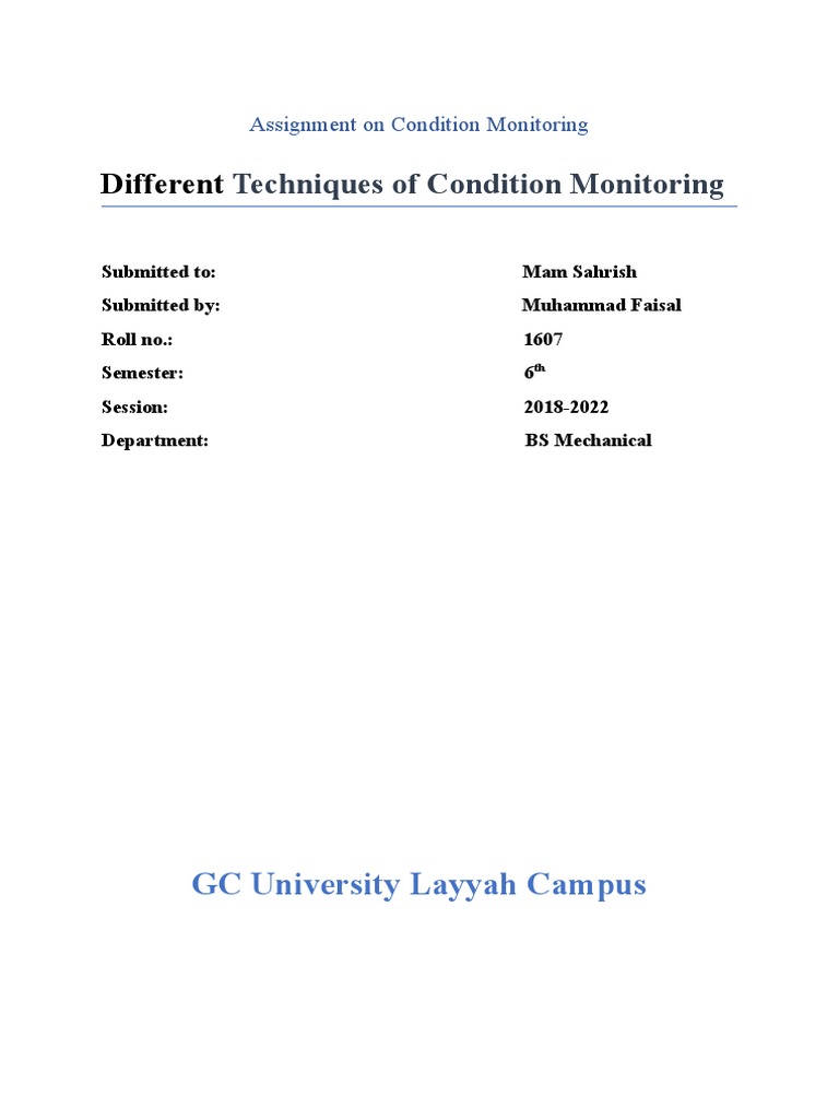 Different: Techniques of Condition Monitoring | PDF | Interferometry ...