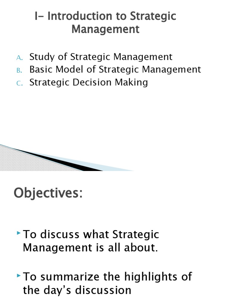 I - Introduction To Strategic Management | PDF | Strategic Management ...