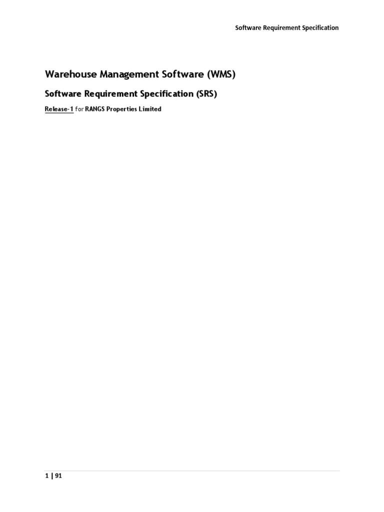 Warehouse Management Software (WMS) : Software Requirement ...